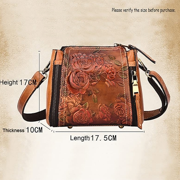Boutique Emmé | Bags | Rose Covered Small Leather Handbag Or Crossbody ...